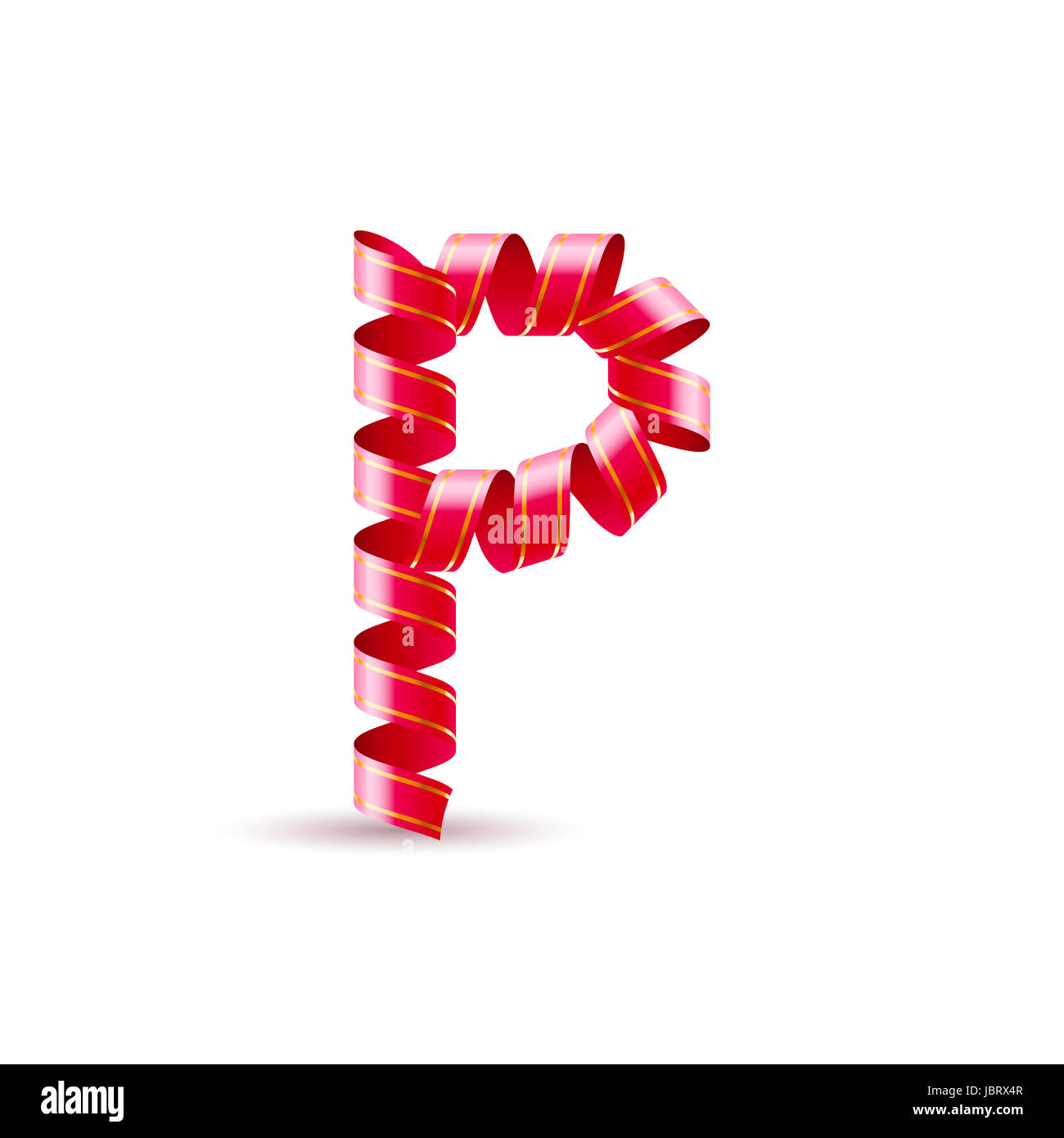 Letter P made of red curled shiny ribbon Stock Photo - Alamy