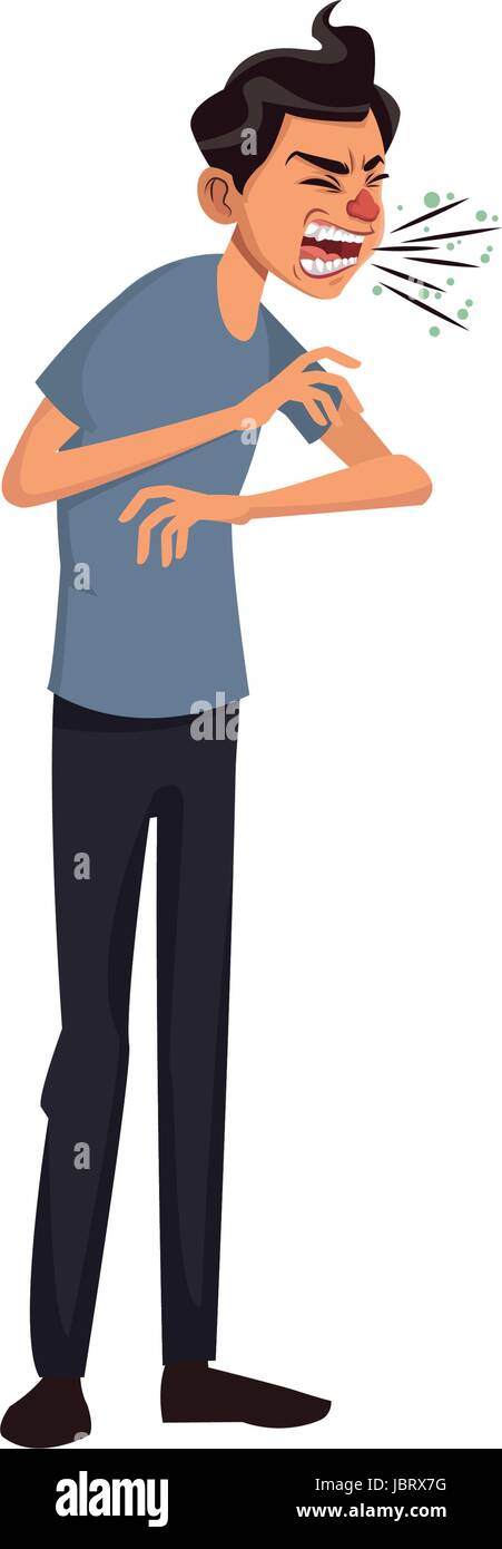 coughing man sick person with cold flu and virus Stock Vector Image ...