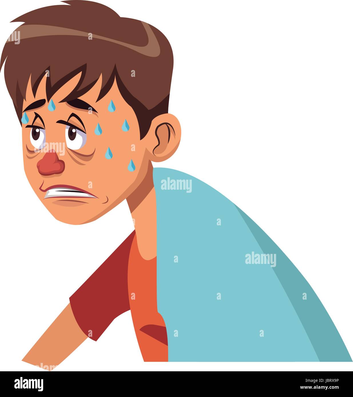 sick man red nose symptoms and sweating Stock Vector Image & Art - Alamy