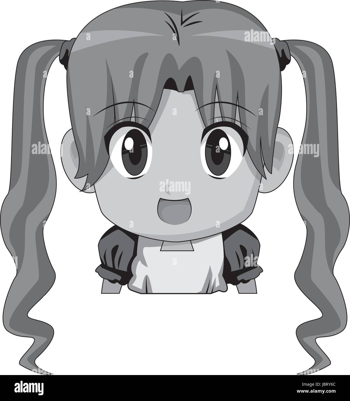 cute cartoon anime little girl chibi character Stock Vector Image & Art ...