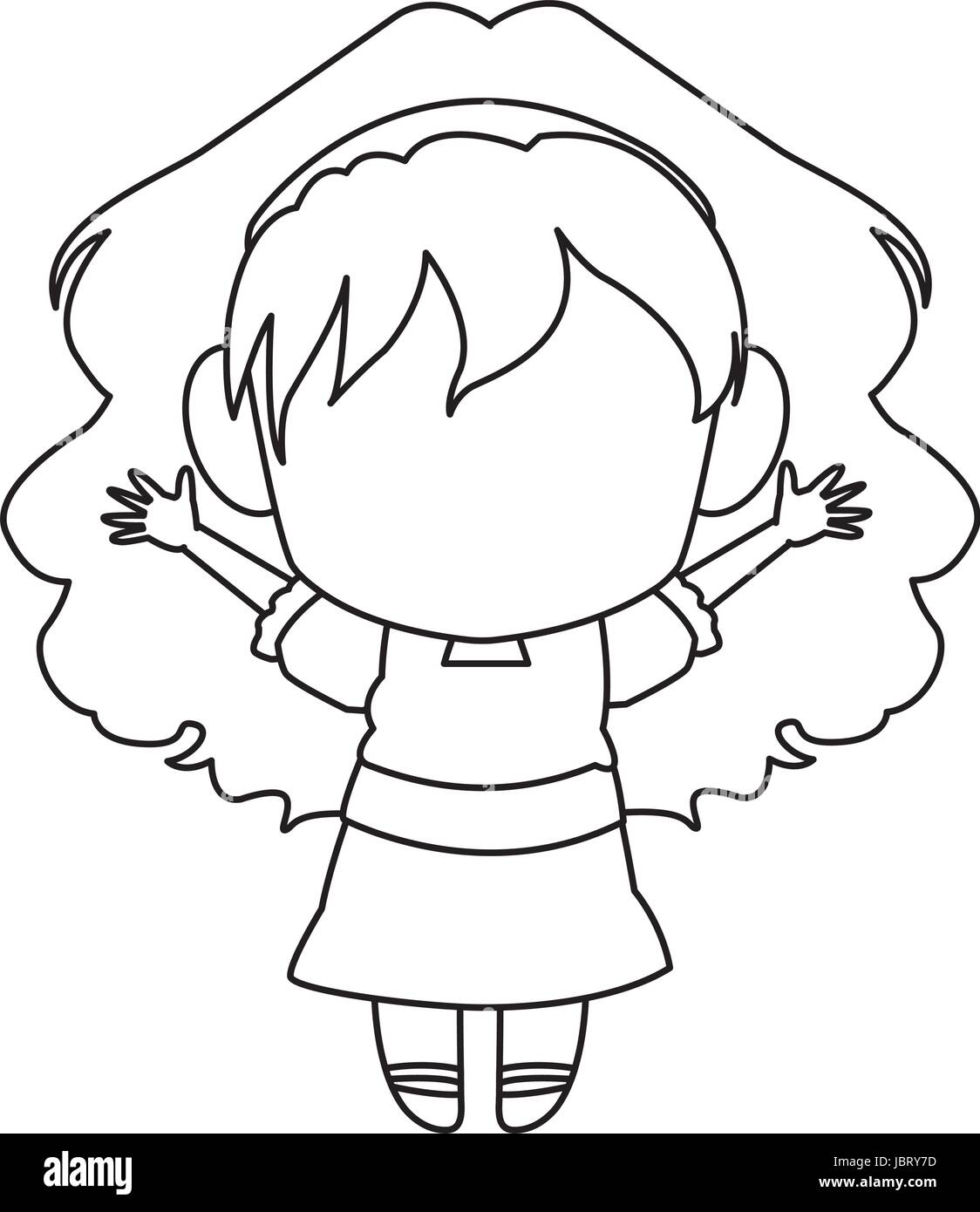 manga anime girl chibi character contour vector illustration Stock ...