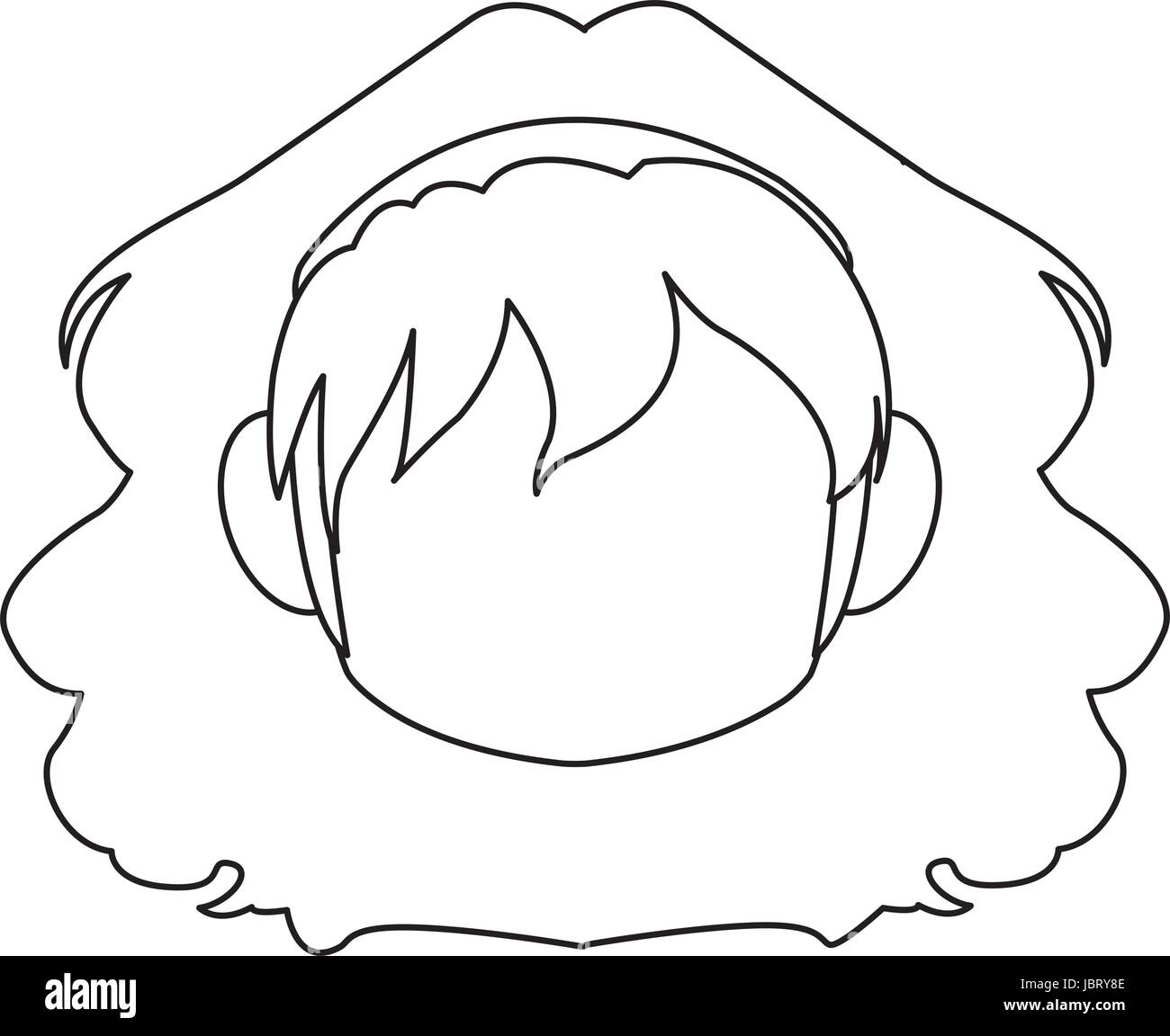 chibi anime girl avatar contour default vector illustration Stock ...