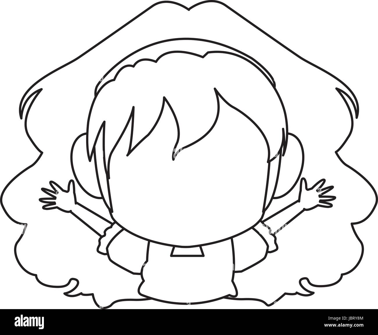 Chibi Anime Girl Avatar Contour Default Vector Illustration Stock Vector Image And Art Alamy