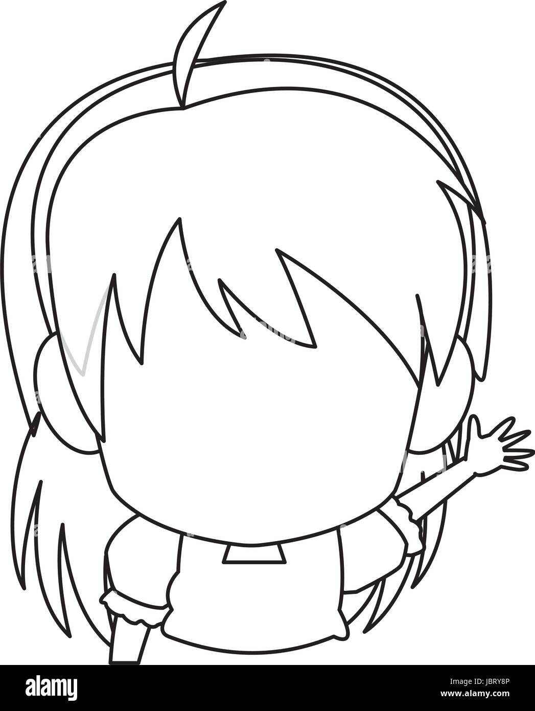 chibi anime girl avatar contour default vector illustration Stock ...