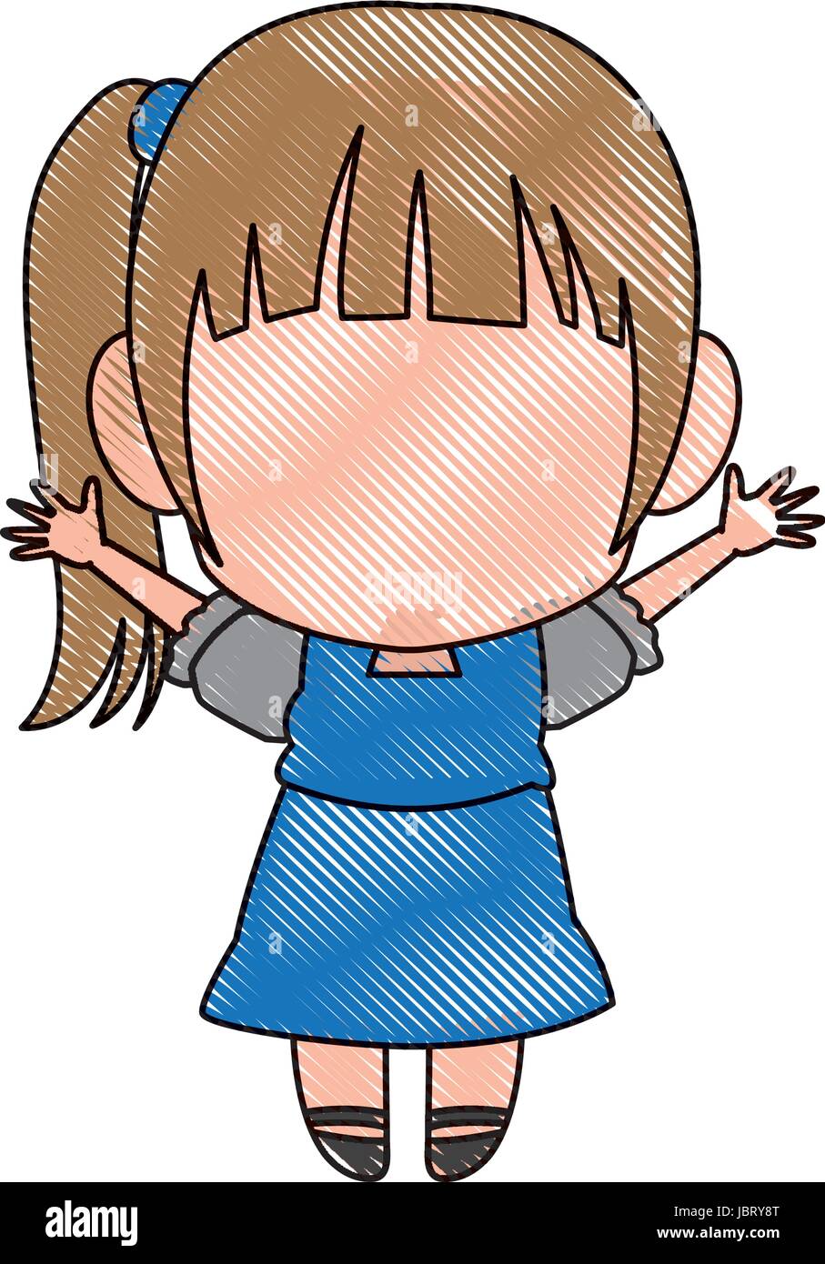 manga anime girl chibi character contour vector illustration Stock ...