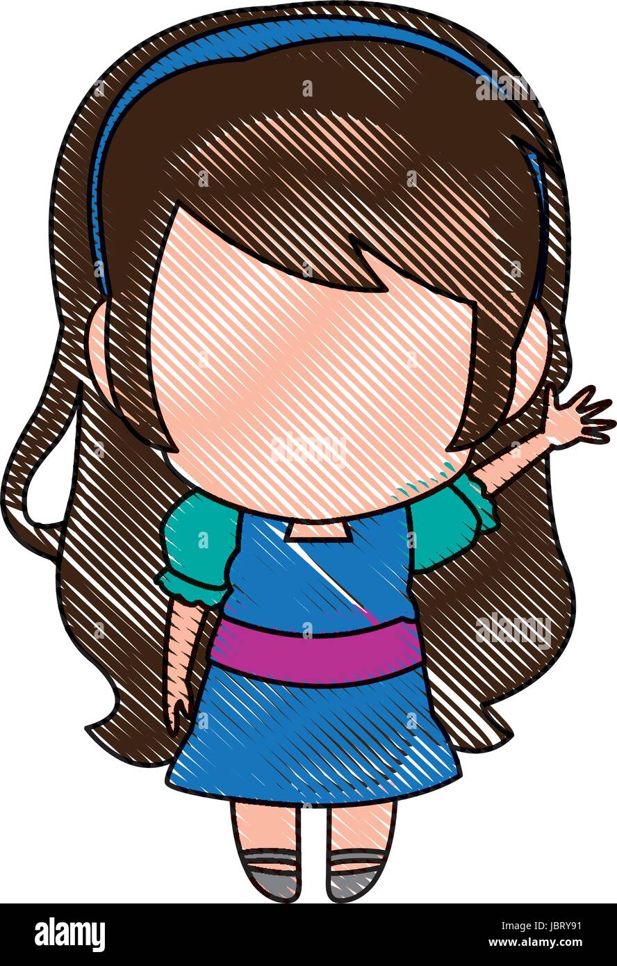 manga anime girl chibi character contour vector illustration Stock ...