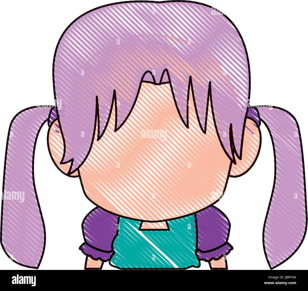 manga anime girl chibi character contour vector illustration Stock ...