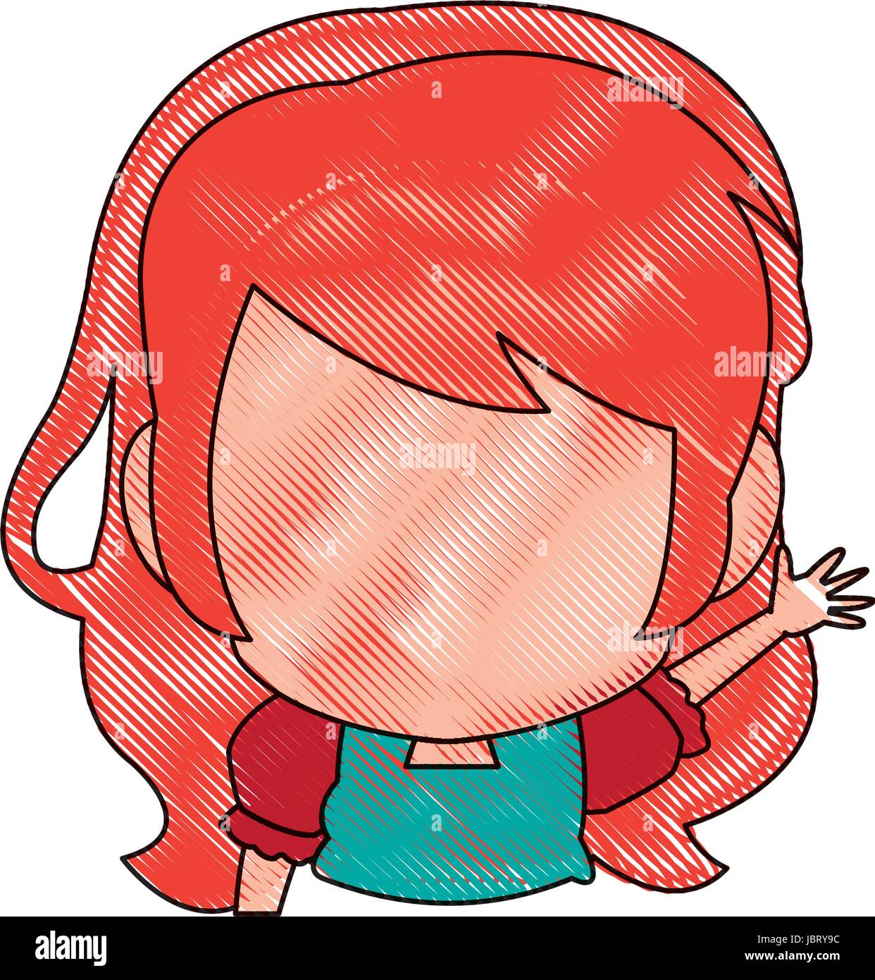 manga anime girl chibi character contour vector illustration Stock ...