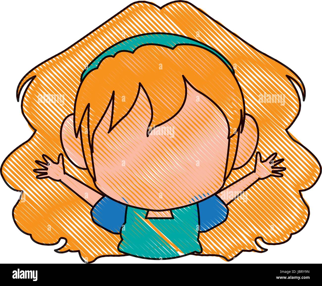 manga anime girl chibi character contour vector illustration Stock ...
