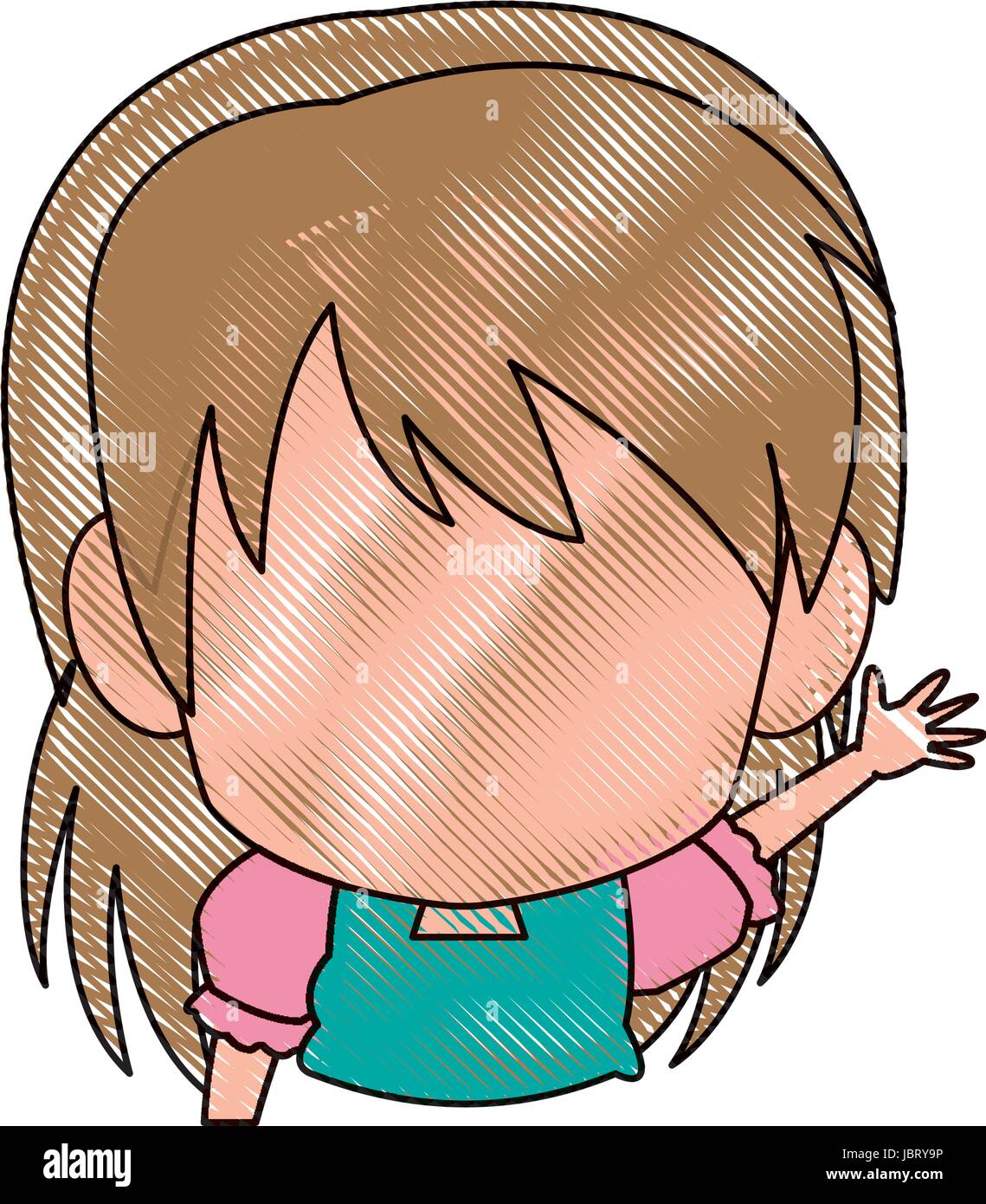 manga anime girl chibi character contour vector illustration Stock ...