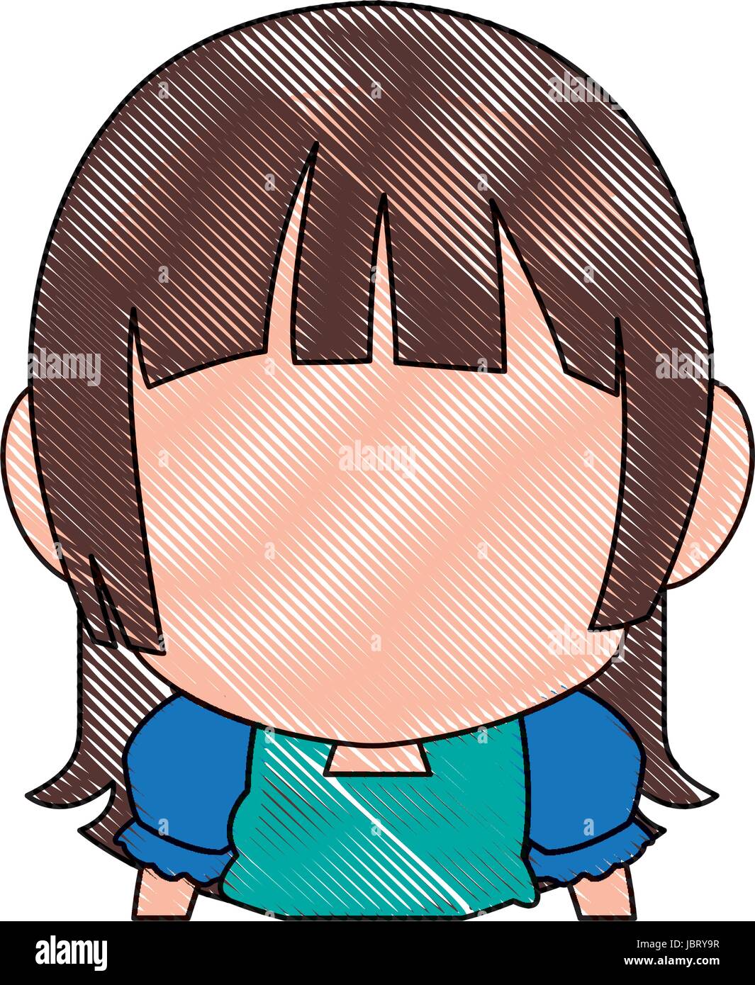 manga anime girl chibi character contour vector illustration Stock ...