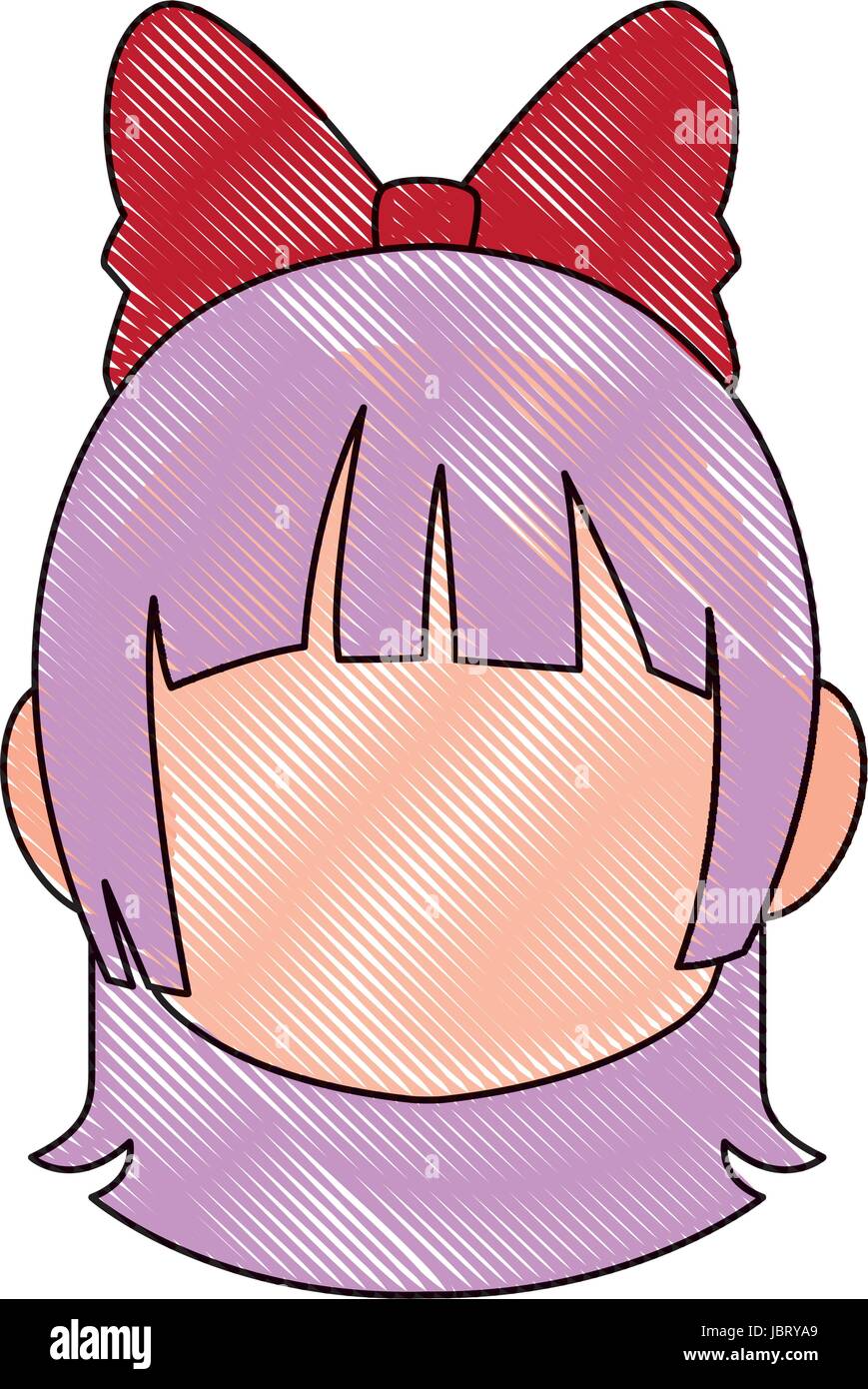 chibi anime girl avatar contour default vector illustration Stock ...