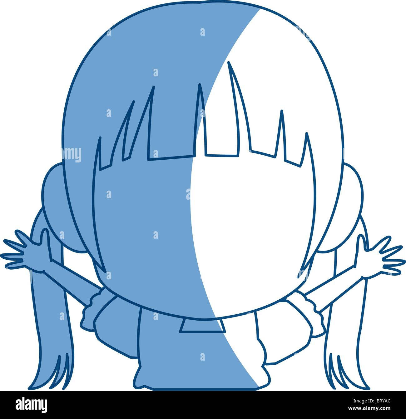 manga anime girl chibi character contour vector illustration Stock ...