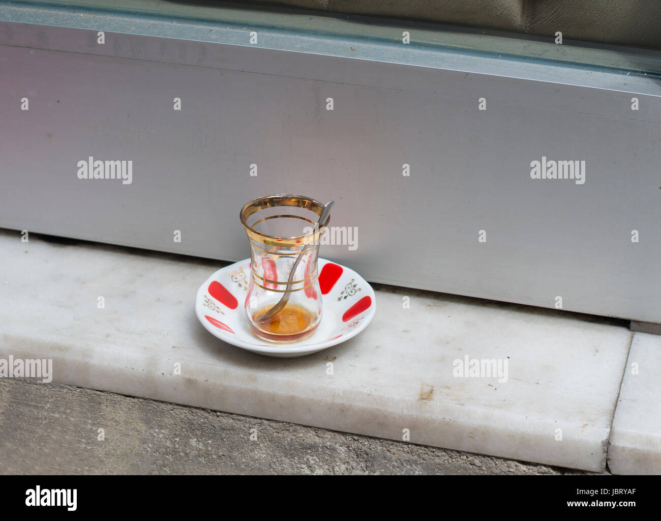 empty traditional tea glass in istanbul Stock Photo - Alamy