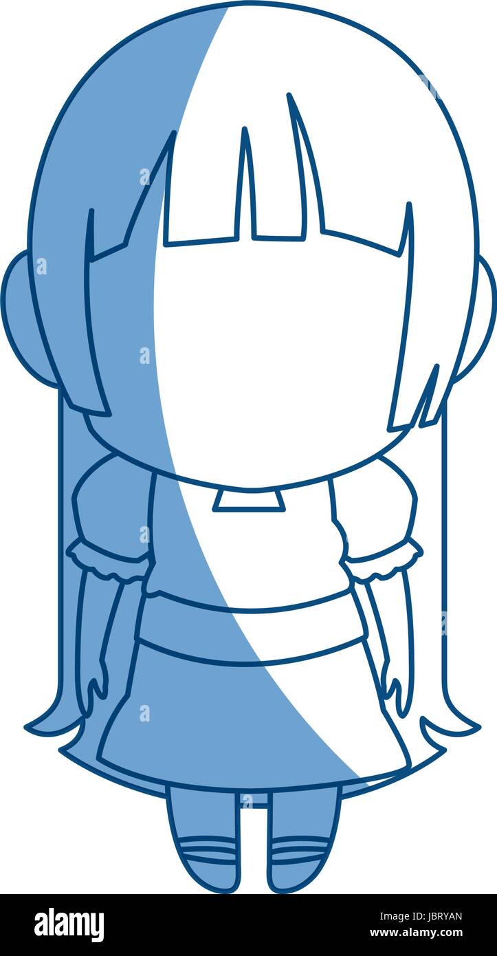 manga anime girl chibi character contour vector illustration Stock ...