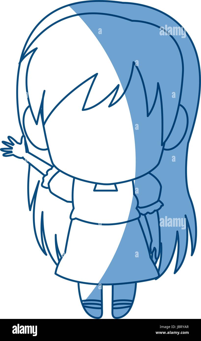manga anime girl chibi character contour vector illustration Stock ...