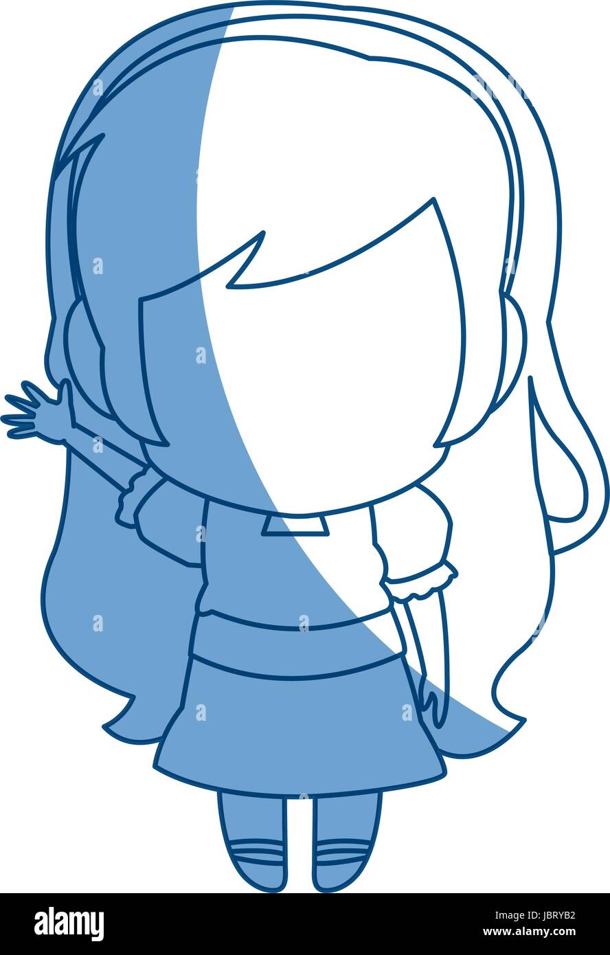 manga anime girl chibi character contour vector illustration Stock ...
