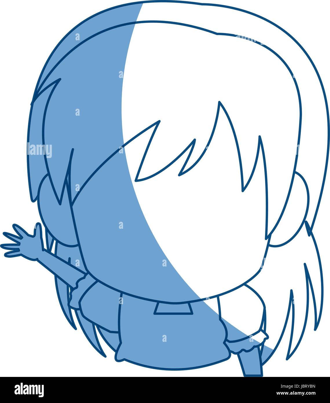 manga anime girl chibi character contour vector illustration Stock ...
