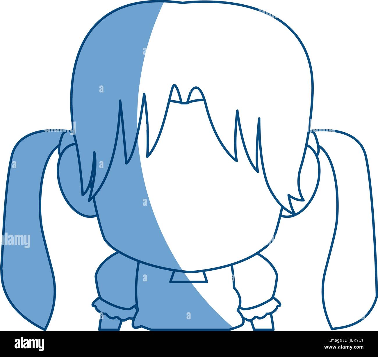 manga anime girl chibi character contour vector illustration Stock ...