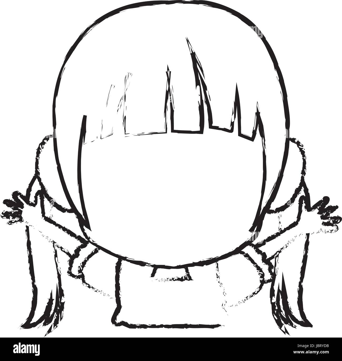 manga anime girl chibi character contour vector illustration Stock ...