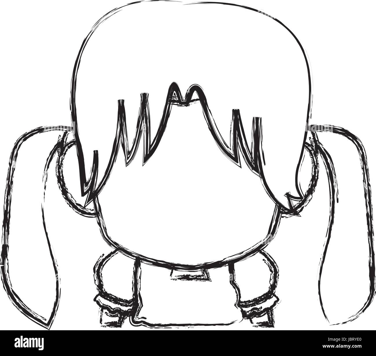 manga anime girl chibi character contour vector illustration Stock ...
