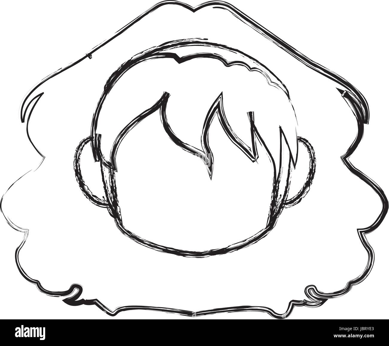 chibi anime girl avatar contour default vector illustration Stock ...