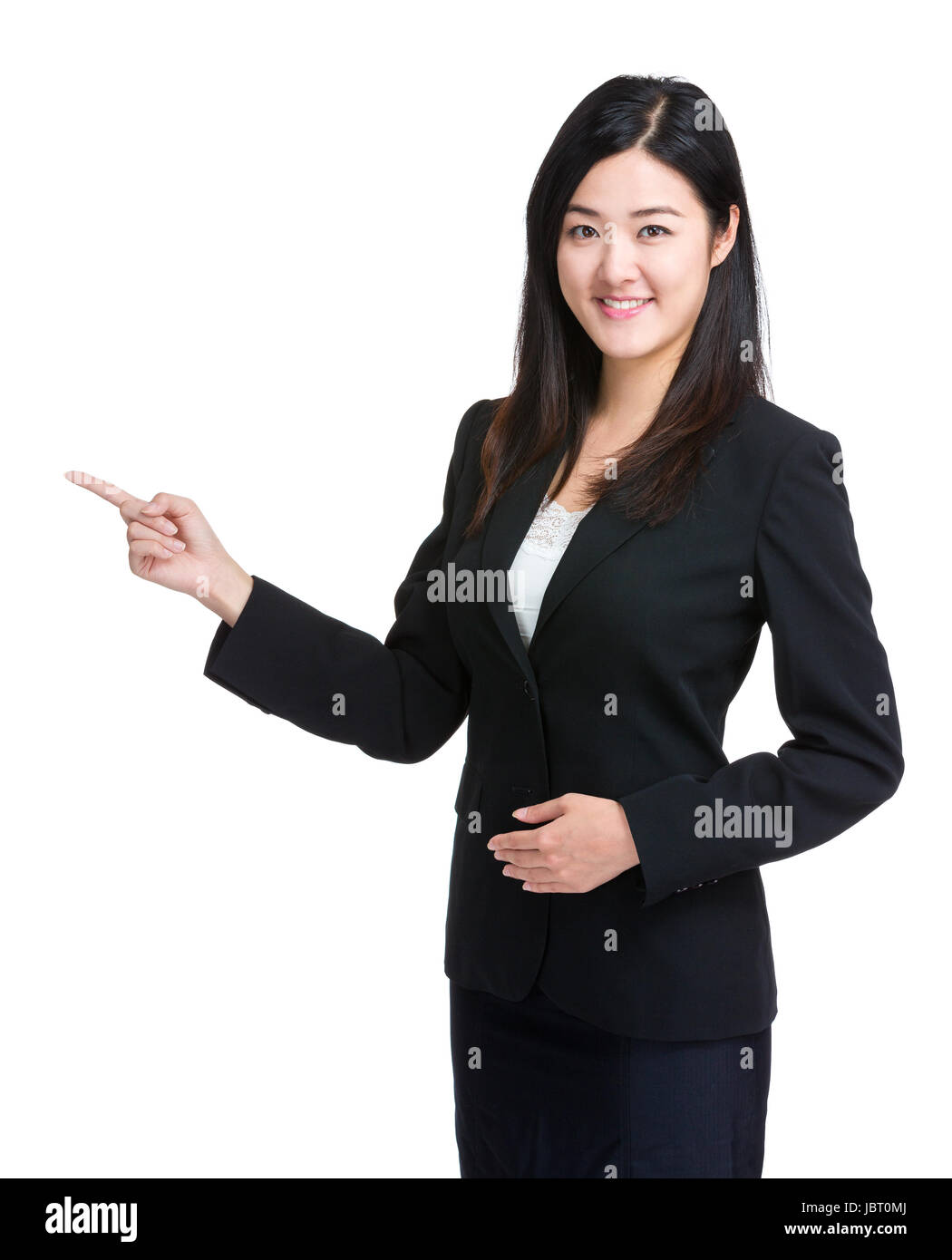 Business woman finger point out Stock Photo - Alamy