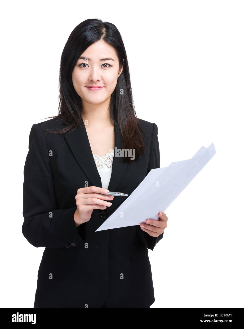 Business woman with pen and paper Stock Photo - Alamy