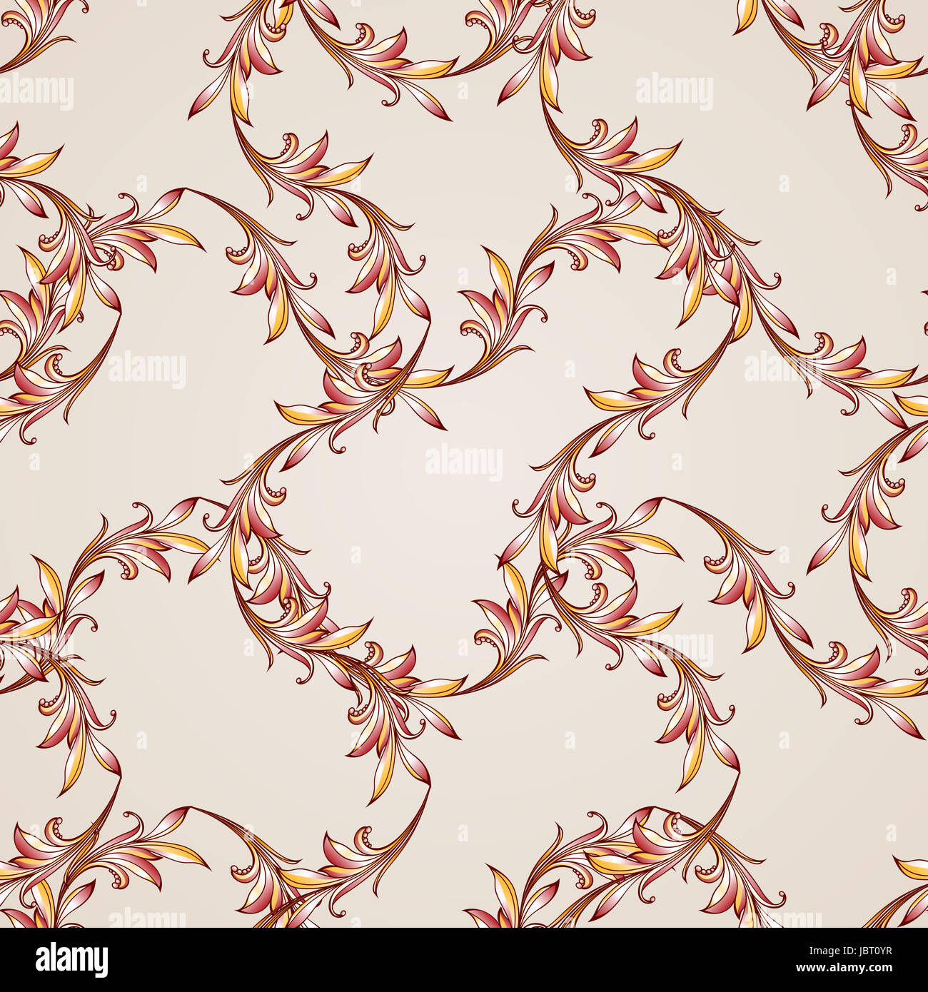Seamless floral pattern with sprigs weaving. Illustration in brown ...