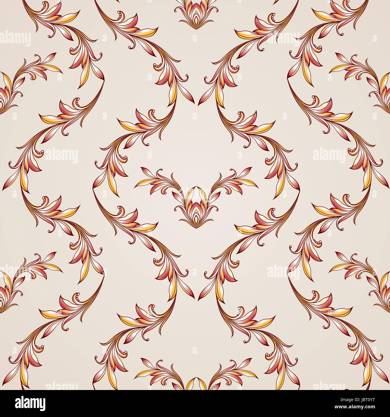 Seamless floral pattern with sprigs waving. Illustration in brown ...