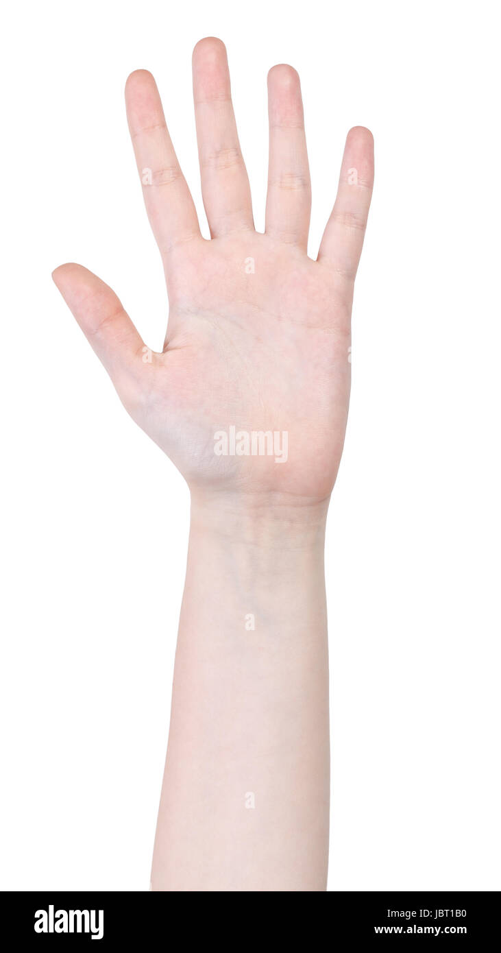 open five fingers hand gesture isolated on white background Stock Photo ...