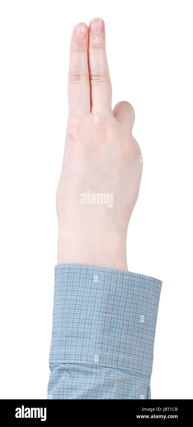 two fingers salute - hand gesture isolated on white background Stock ...