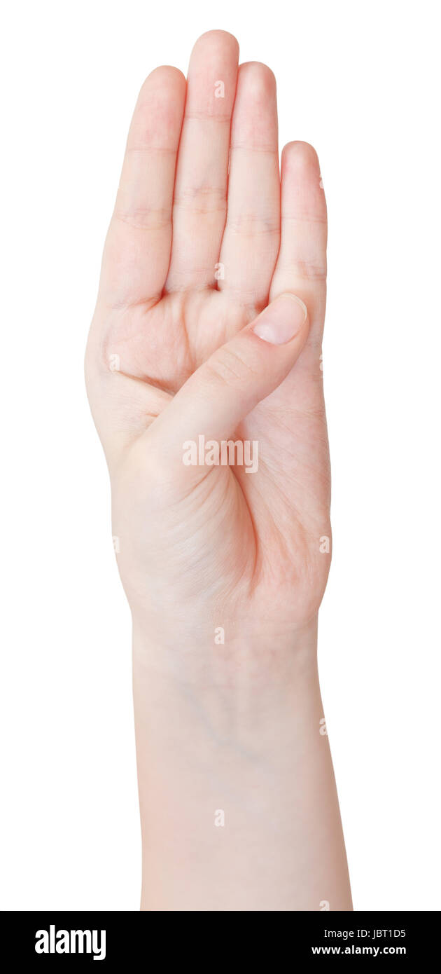 finger counting four - hand gesture isolated on white background Stock ...