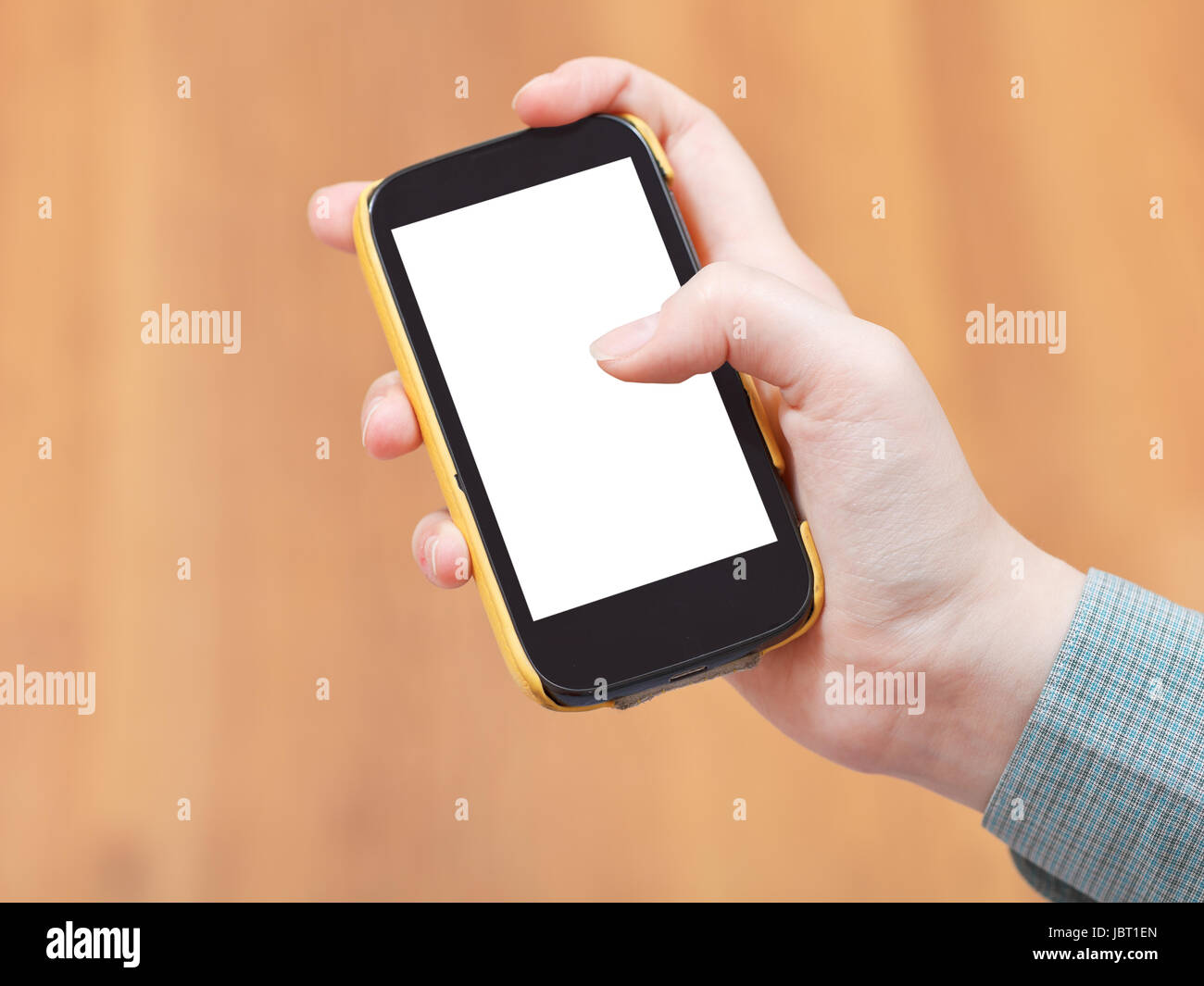 cut out screen of smart phone in hand Stock Photo - Alamy