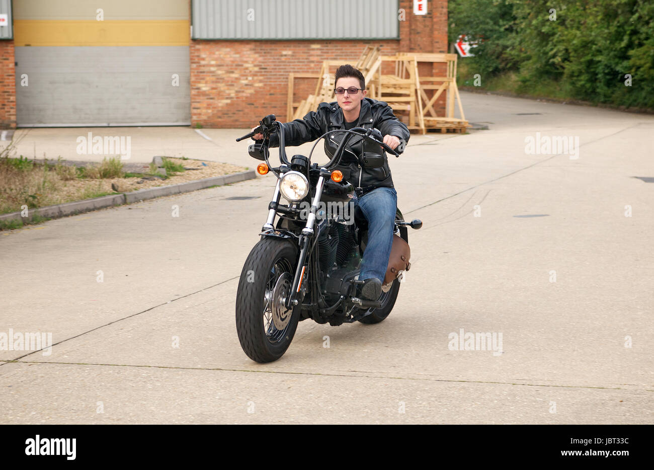 Black Leather Jacket Harley Davidson High Resolution Stock Photography ...