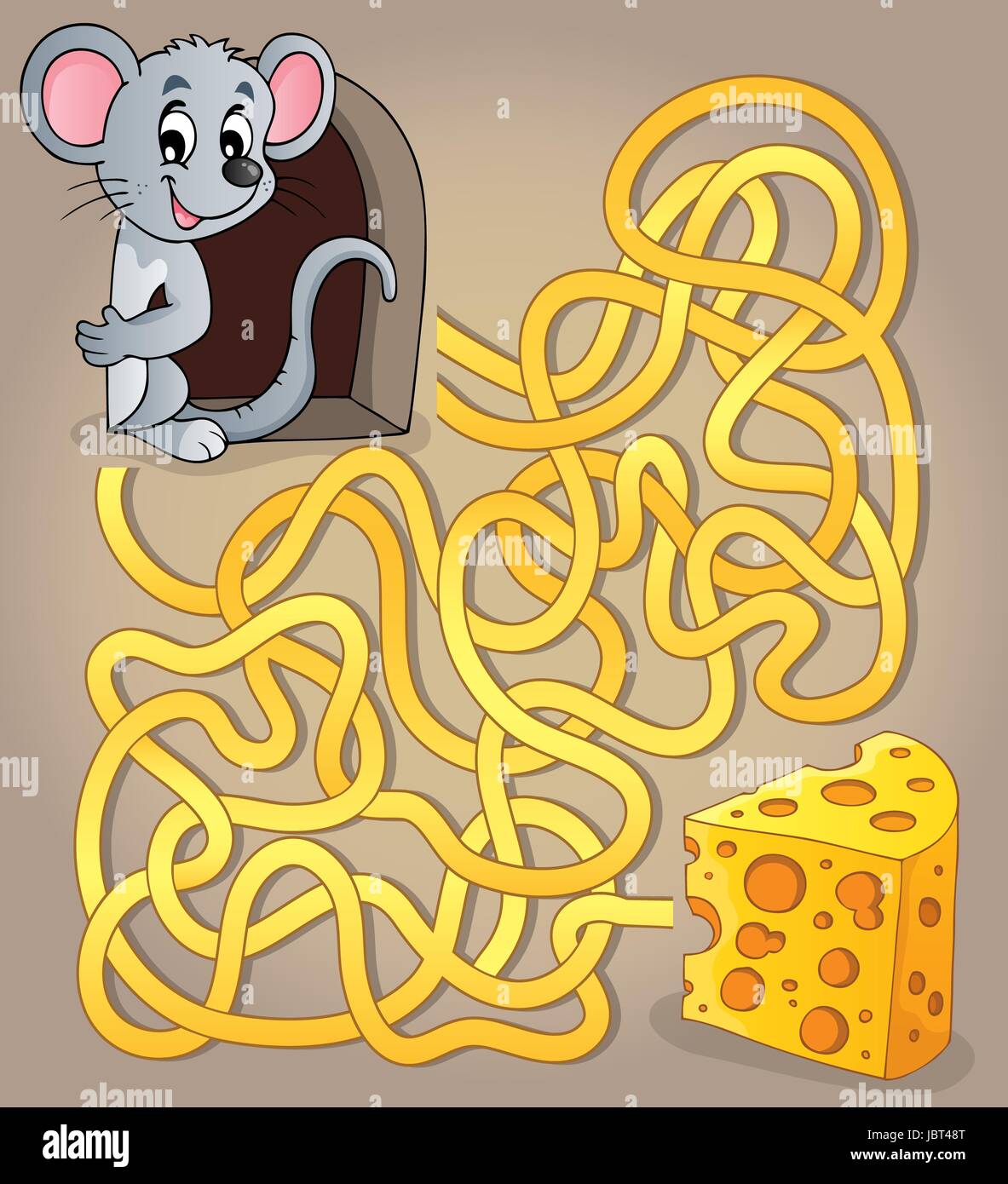 Maze 1 with mouse and cheese - picture illustration Stock Photo - Alamy