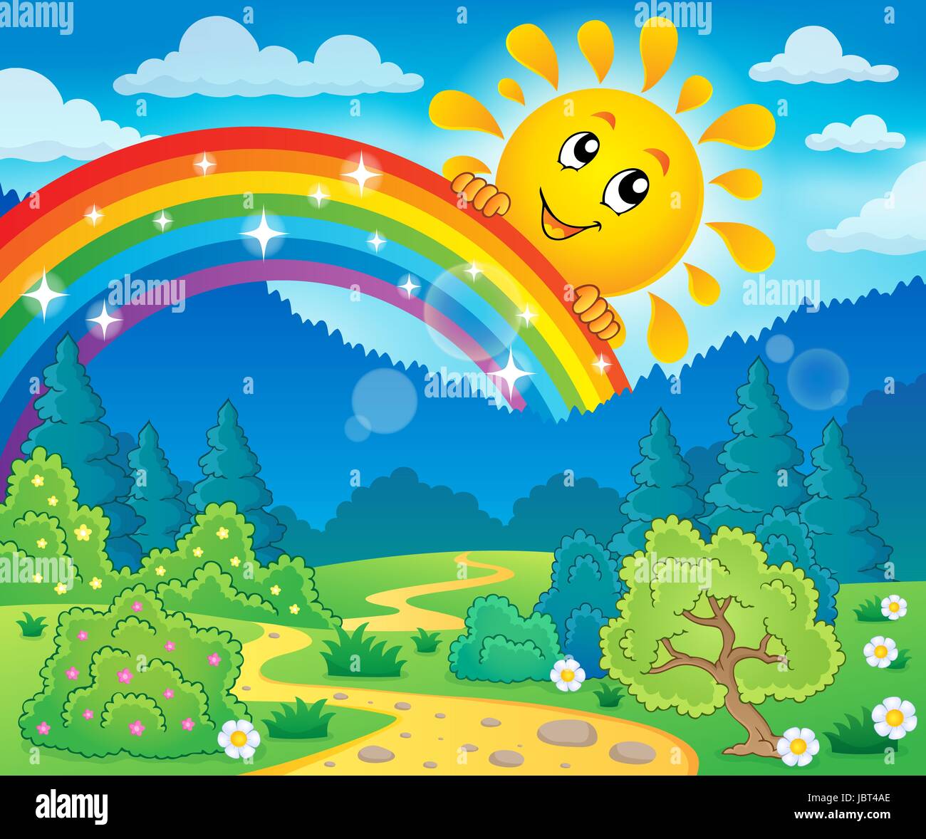 Spring theme landscape 8 - picture illustration Stock Photo - Alamy