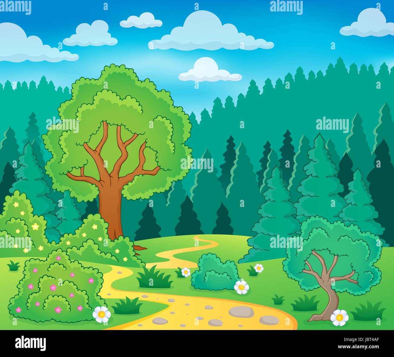 Spring theme landscape 9 - picture illustration Stock Photo - Alamy