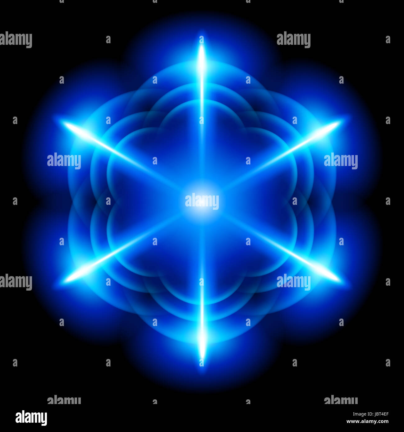 Light digital star with six tips on the black background Stock Photo ...