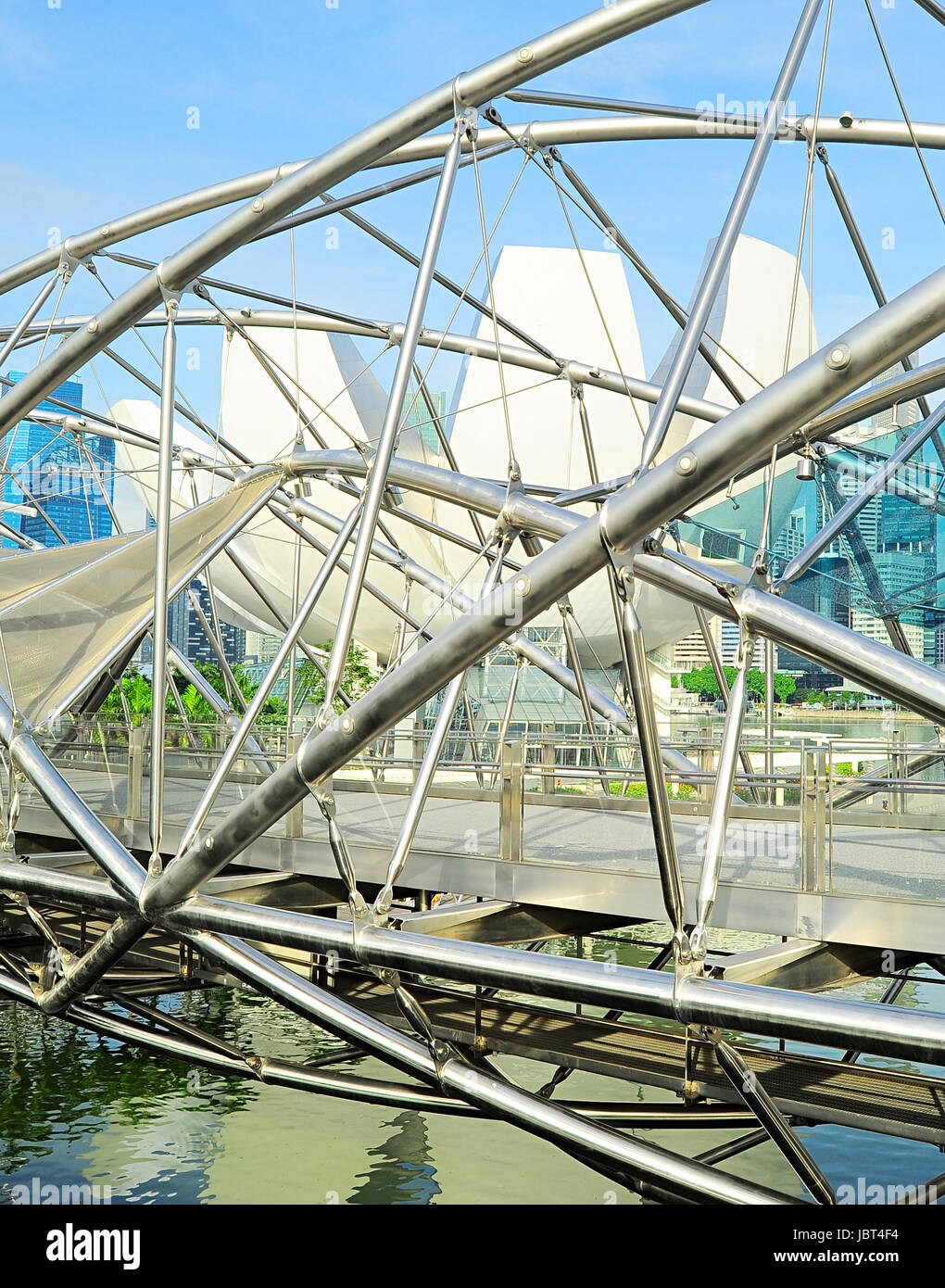 The Helix Bridge in Singapore. Is a bridge in the Marina Bay. The Helix ...