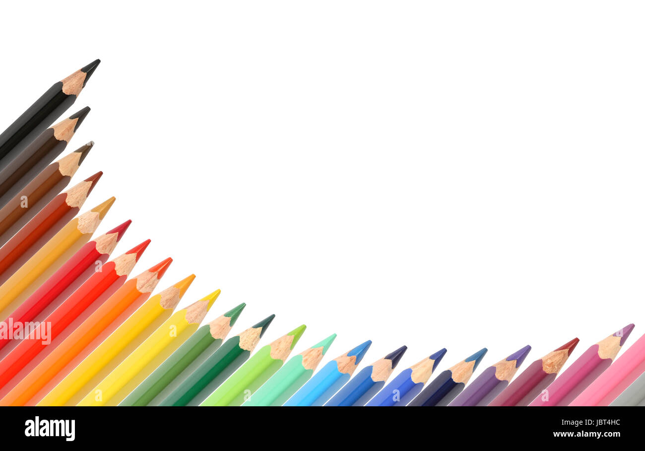 Frame made from color pencils on white background Stock Photo - Alamy