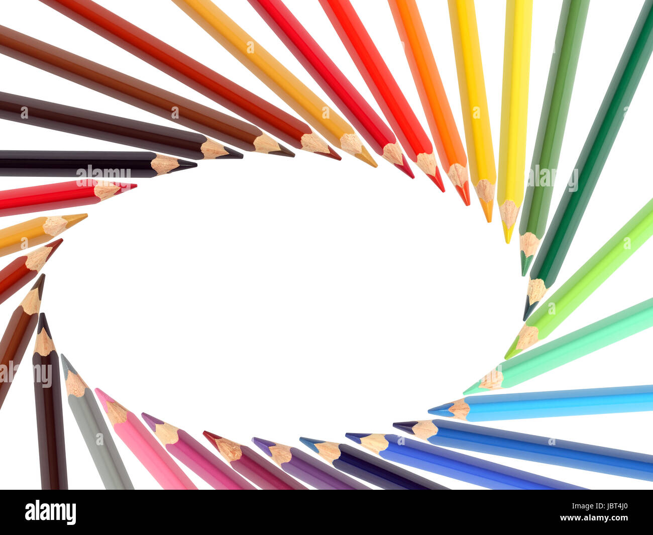 Frame made from color pencils on white background Stock Photo - Alamy