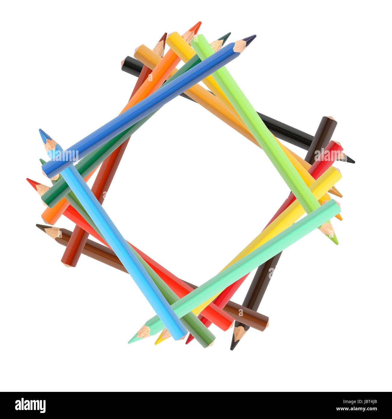 Frame made from color pencils on white background Stock Photo - Alamy