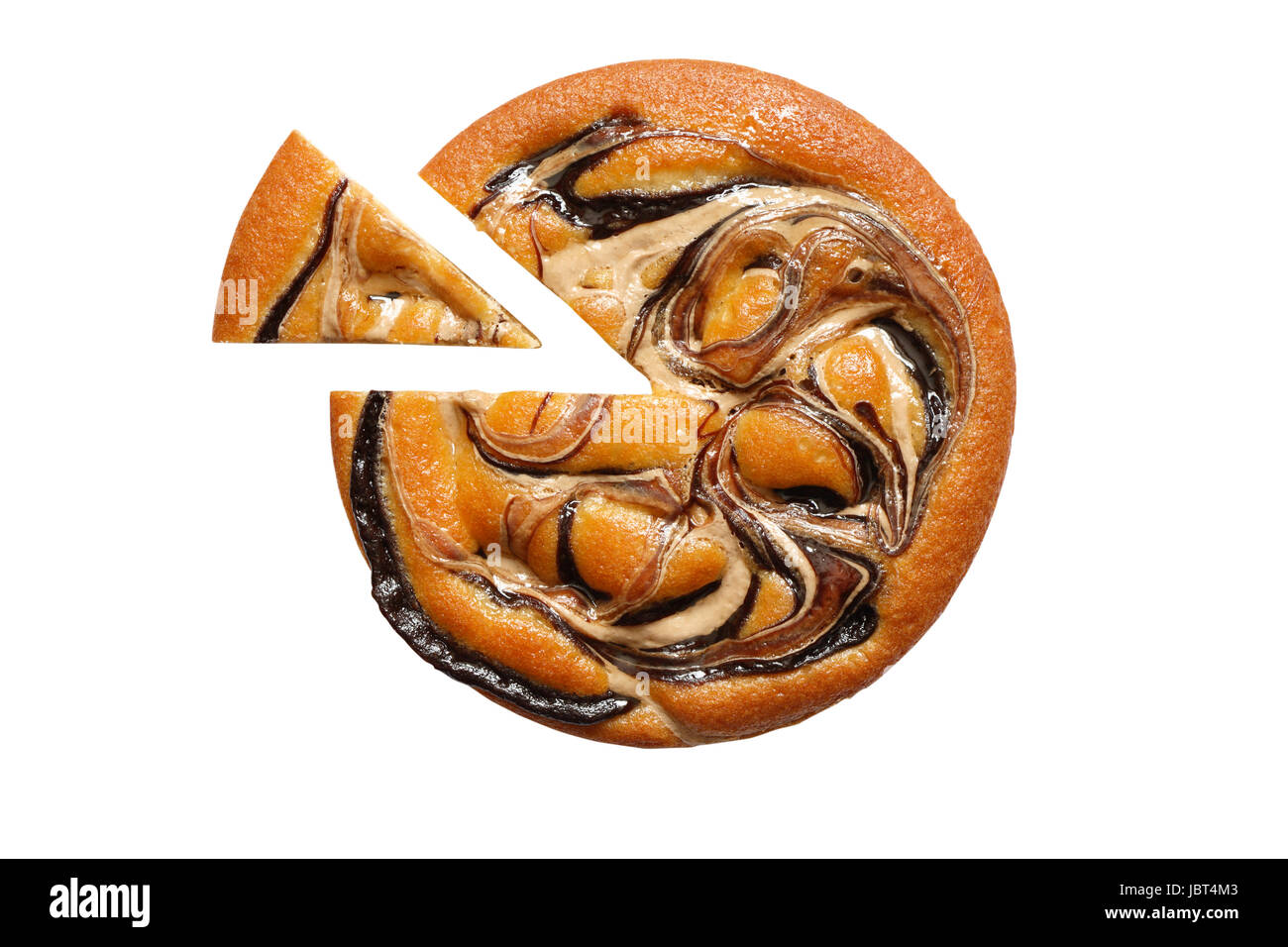 Closeup of freshness sliced pie on white background. Isolated with ...