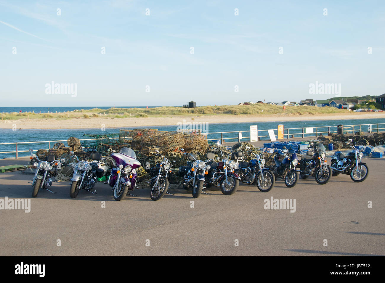 Harley Davidson motorcycles by a quay Stock Photo - Alamy