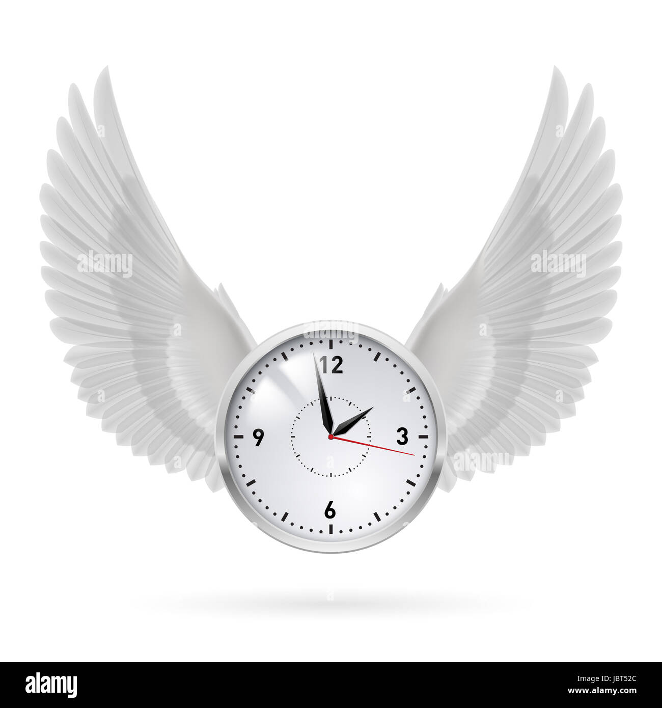 White clock and white wings. Swing. Time Stock Photo - Alamy
