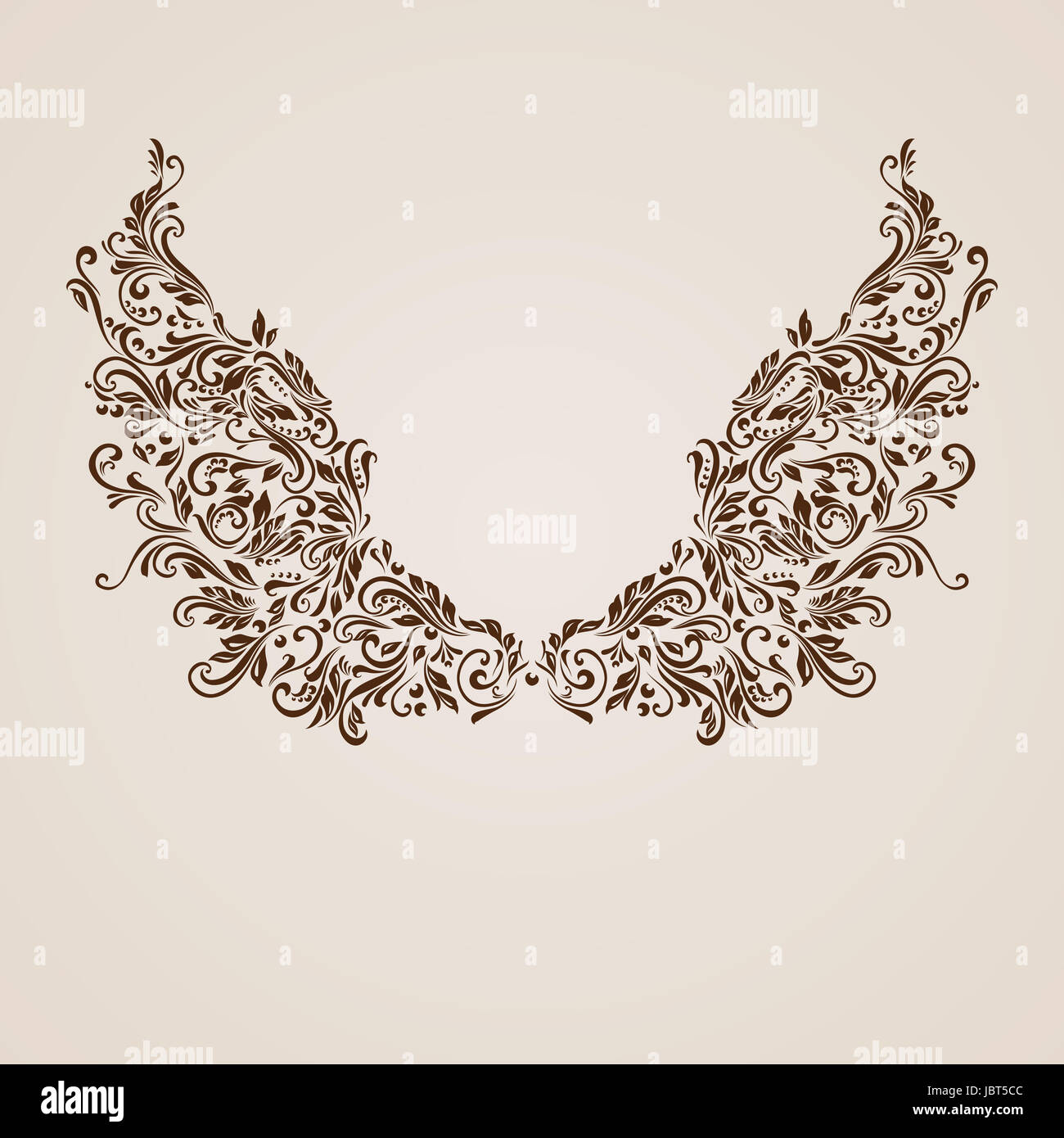 Floral pattern of vines in the shape of a hand on beige background ...