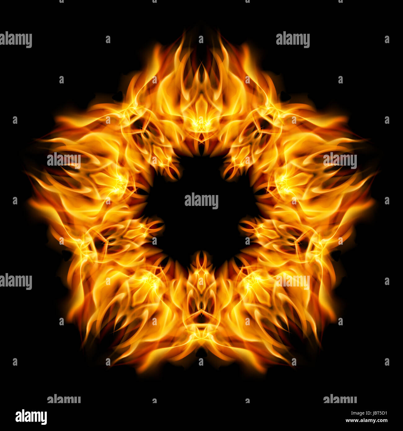 Flame star orange color of form star. Black background Stock Photo - Alamy
