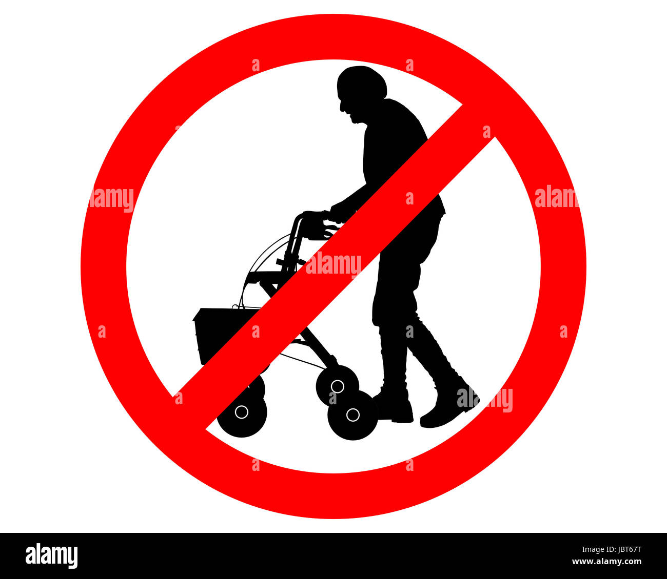 Verboten für Senioren mit Rollator Stock Photo - Alamy