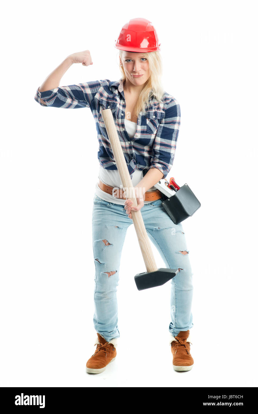 female craftsman with hammer Stock Photo - Alamy